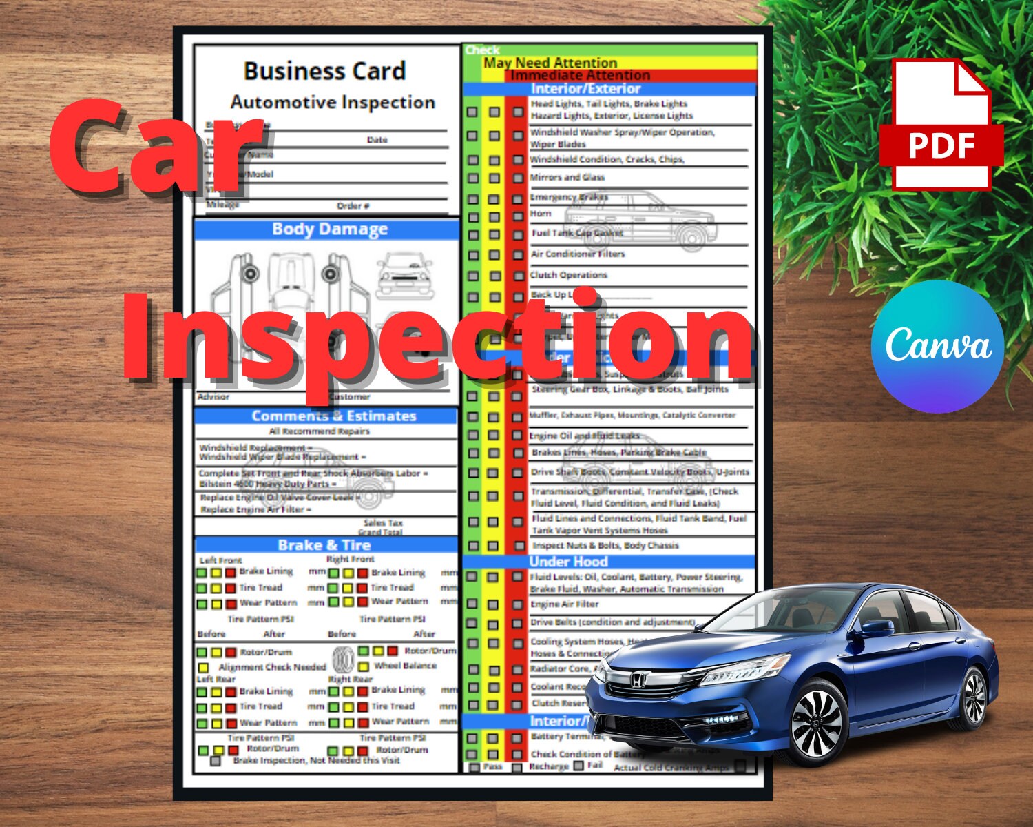 Vehicle Inspection Report Car Checklist Automotive Inspections ...