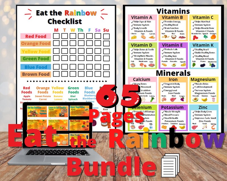Eat the Rainbow Chart Bundle: Nutrition Facts, Healthy Foods PDF - Etsy