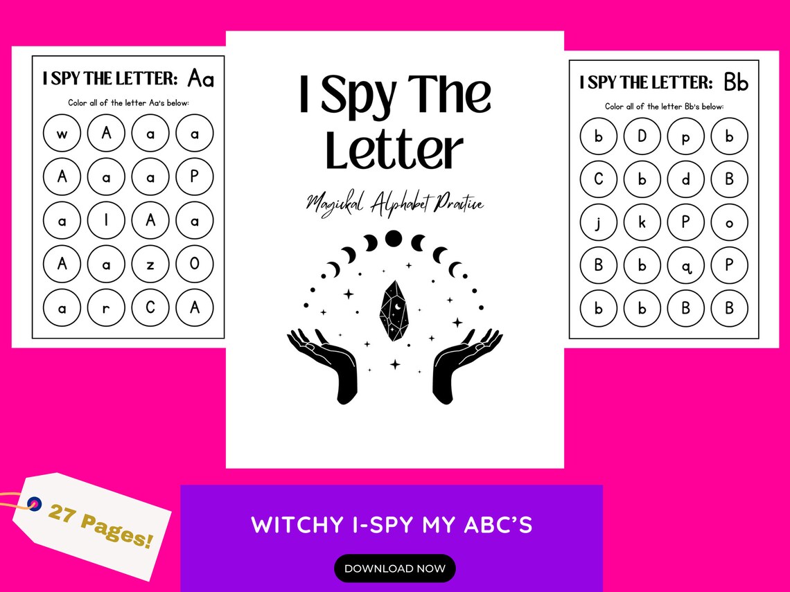 Witchy I Spy Abcs Workbook, Homeschool Preschool Printable (digital ...