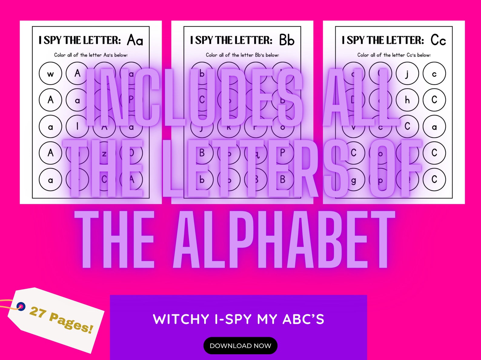 Witchy I Spy Abcs Workbook, Homeschool Preschool Printable (digital ...