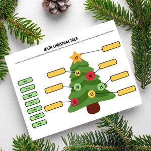 Christmas Tree Matching Math Activity, Addition Activity, Math ...