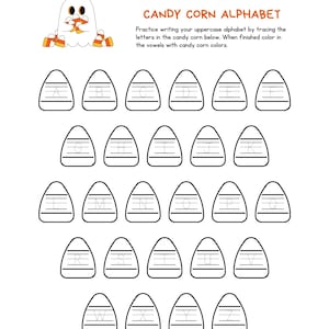 Halloween Candy Corn Alphabet Tracing Practice Worksheet Activity for ...