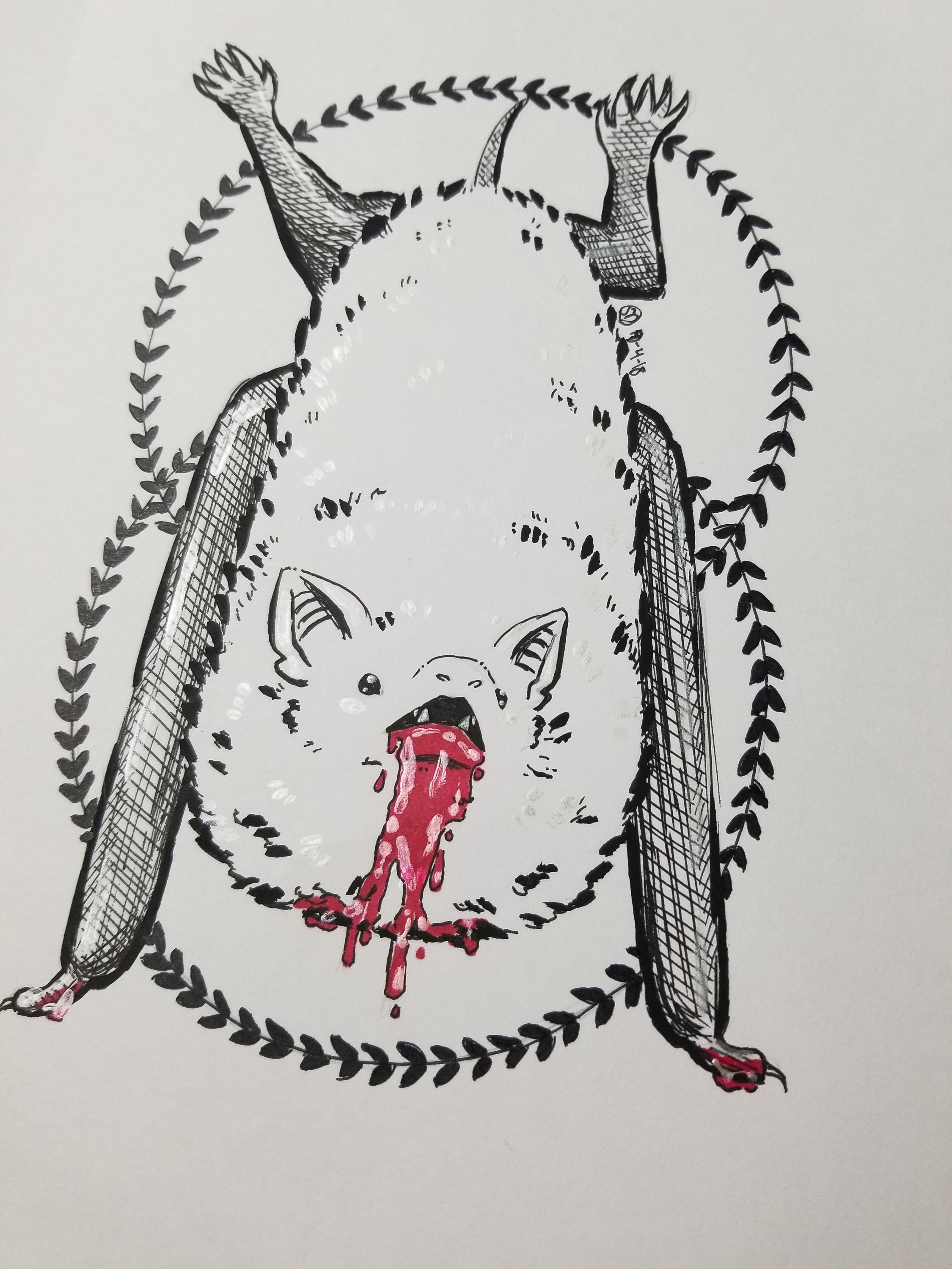 Original Bat Dripping Blood Ink Drawing - Etsy