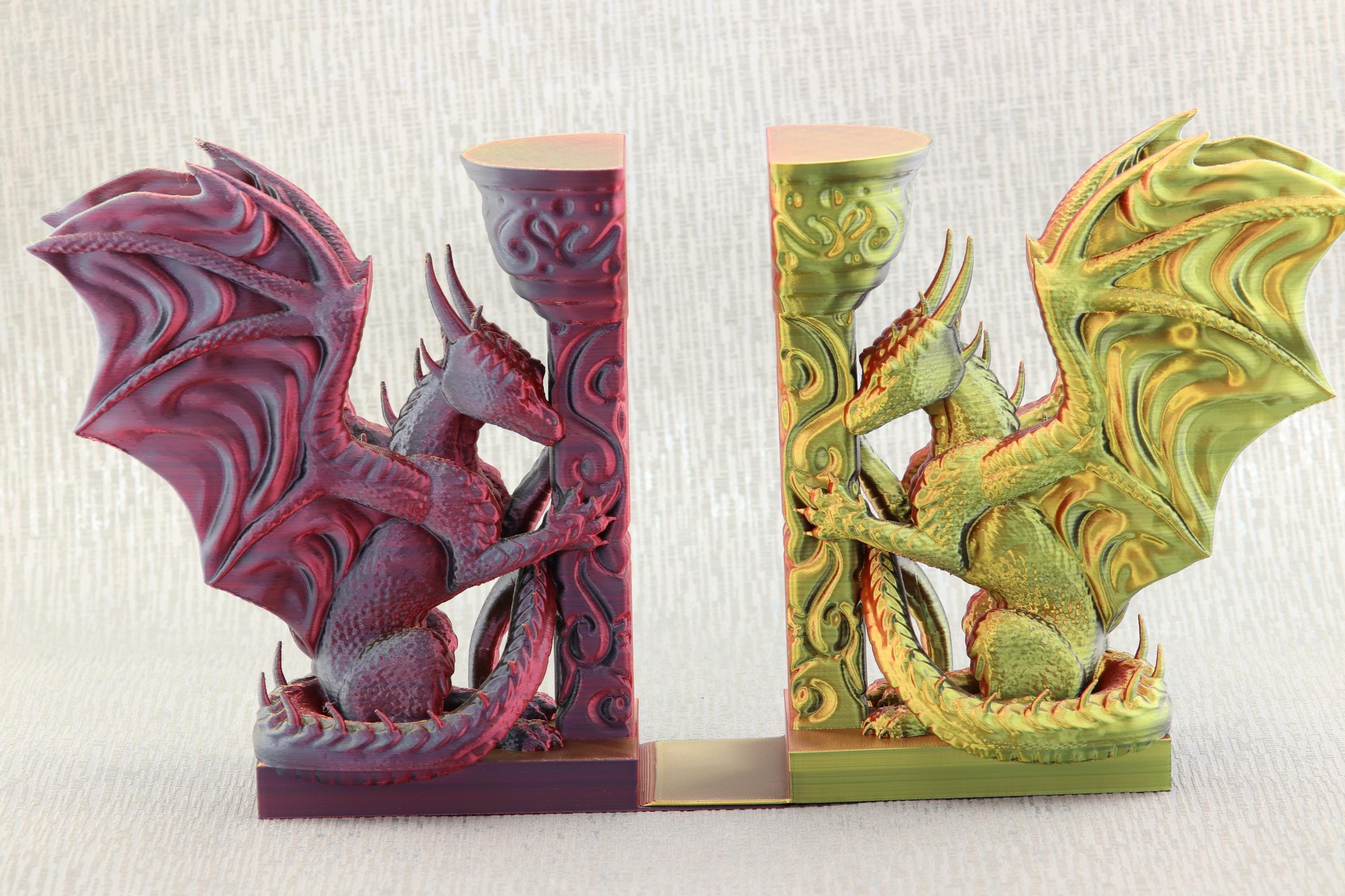 3D Printed Dragon Bookends: Fantasy Book Decor - Etsy