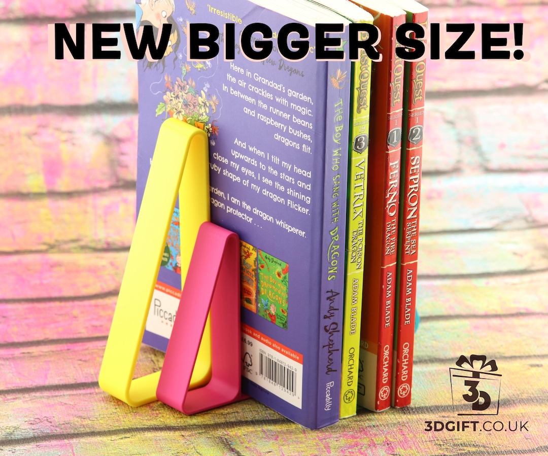 3D Printed LARGE Bookend, Plastic Book Stand, Triangle Bookend, Simple ...