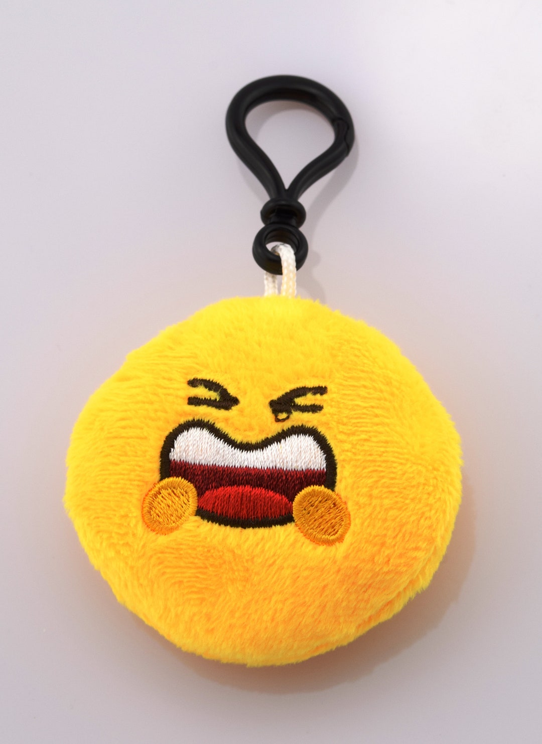 Handmade Tired Face Plush Keychain: Yellow Cotton Bag Charm - Etsy