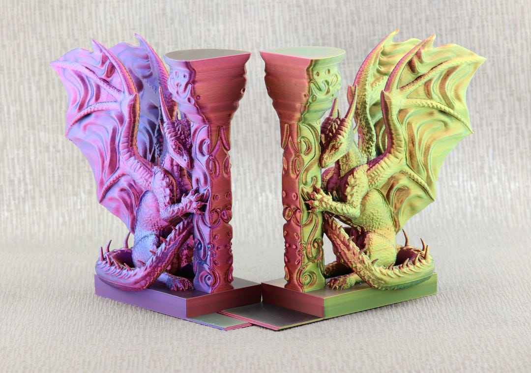 3D Printed Dragon Bookends: Fantasy Book Shelf Decor - Etsy