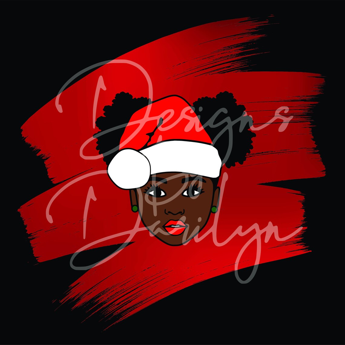 Alivia With Puffs and Santa Hat SVG/DXF/PNG African American - Etsy