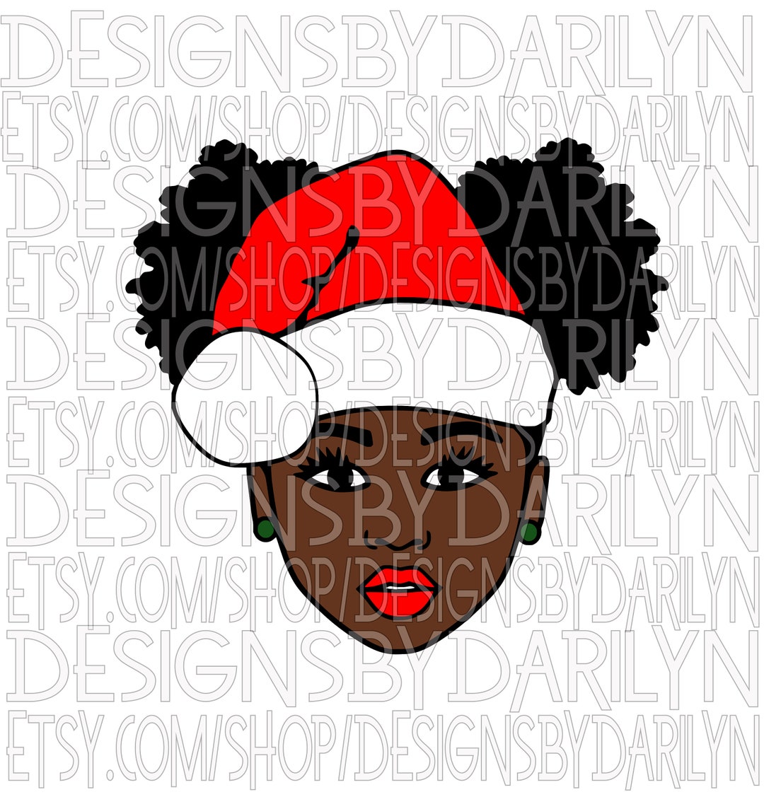 Alivia With Puffs and Santa Hat SVG/DXF/PNG African American - Etsy