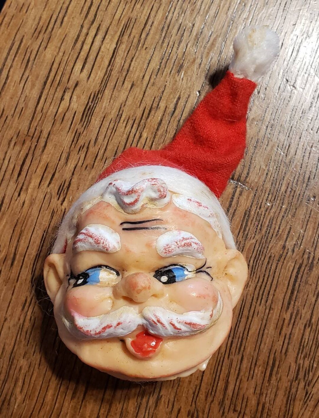 Vintage Santa Claus or Elf Head Plastic Rubber Ornament or - Etsy