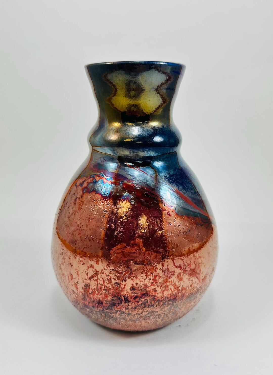 Neptune Raku Vase Handmade Pottery Vase Unique Design 16cm Tall - Etsy