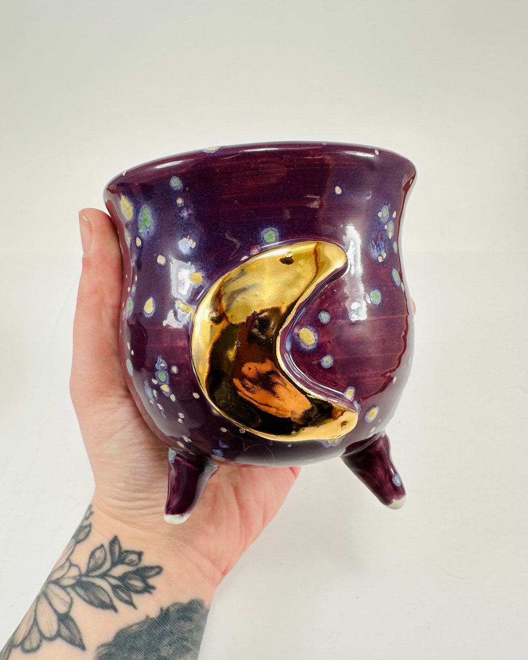 Purple Bloom Cauldron Handmade Pottery Cauldron Unique Design - Etsy