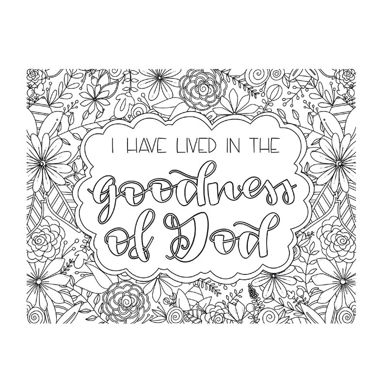 Coloring Page Digital Download / Goodness of God / Bible Verse Coloring ...