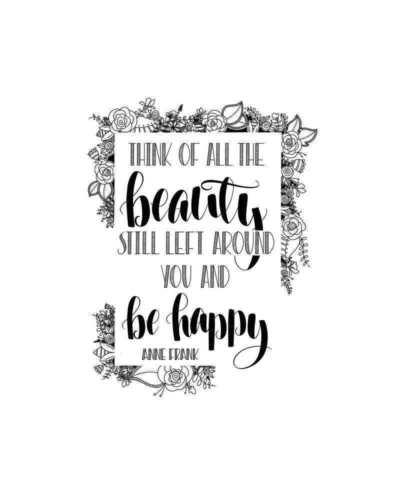 Anne Frank Quote / Anne Frank Print / Spring Wall Decor / Black and ...