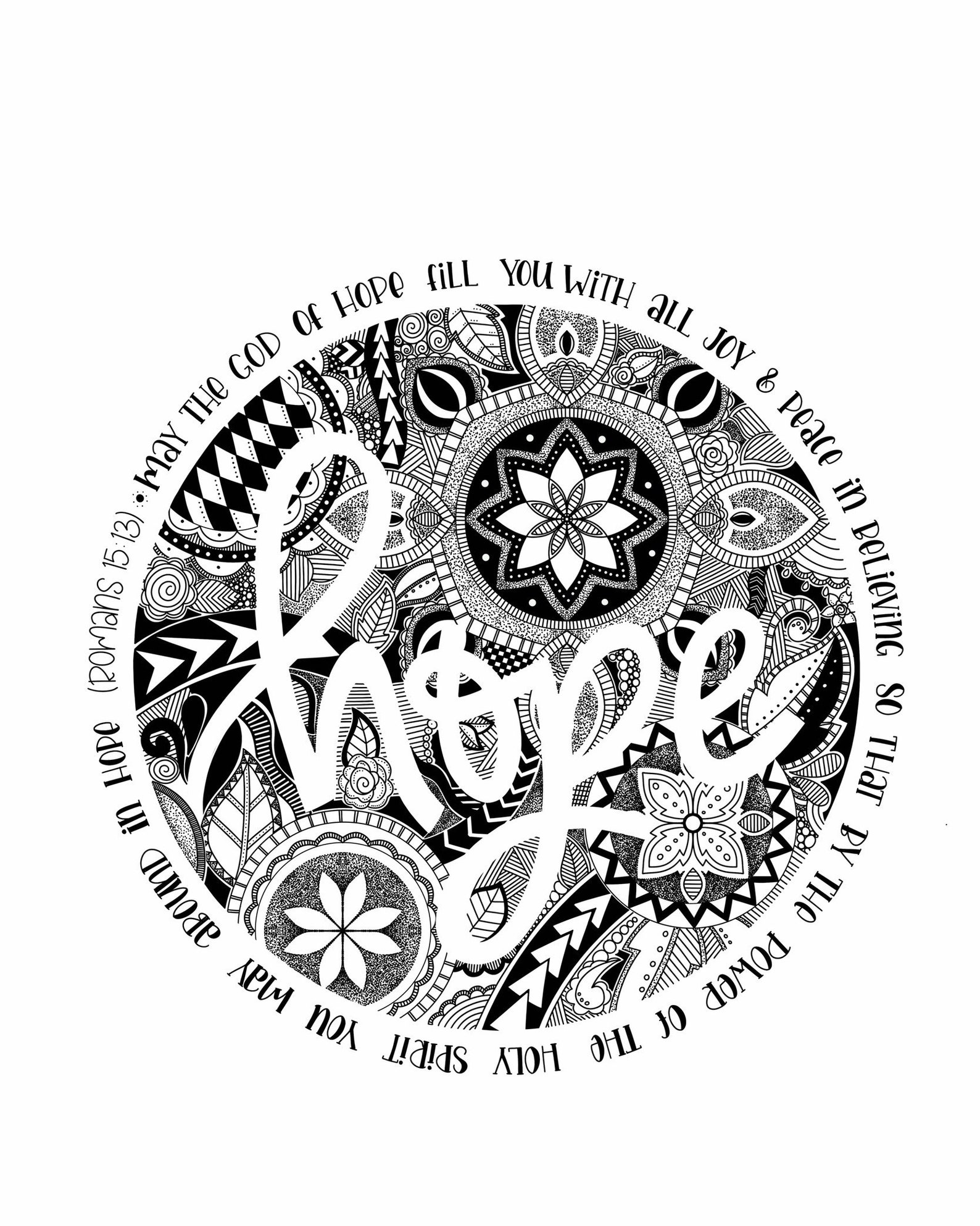 Hope Print , Hope Wall Decor , Mandala Wall Art , Paisley Wall Art ...