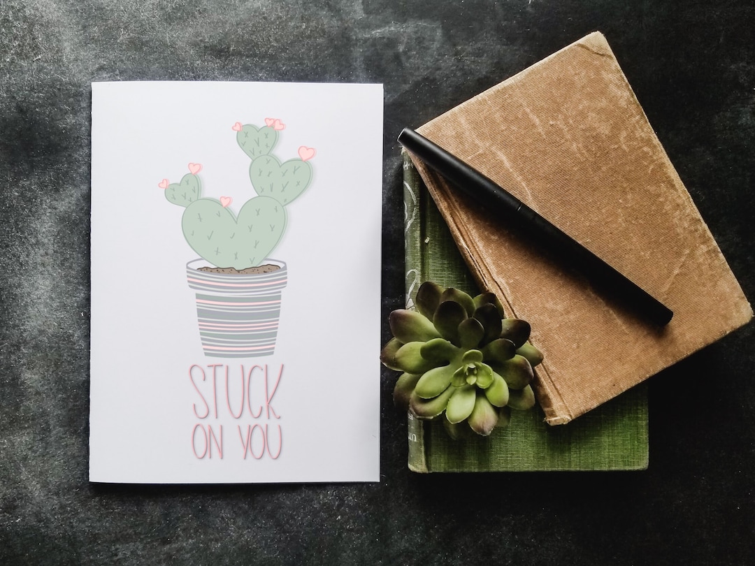 Stuck on You , Cactus Card , Funny Valentine's Day Card , Be My ...