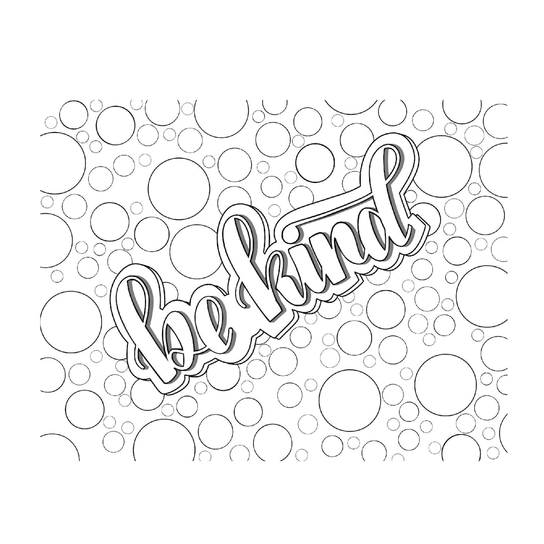 Coloring Page Digital Download / Be Kind / Kindess Coloring Page ...