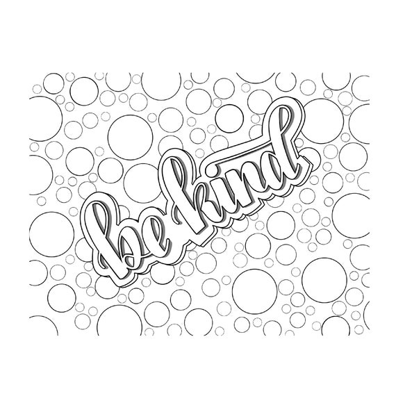 Coloring Page Digital Download / Be Kind / Kindess Coloring | Etsy