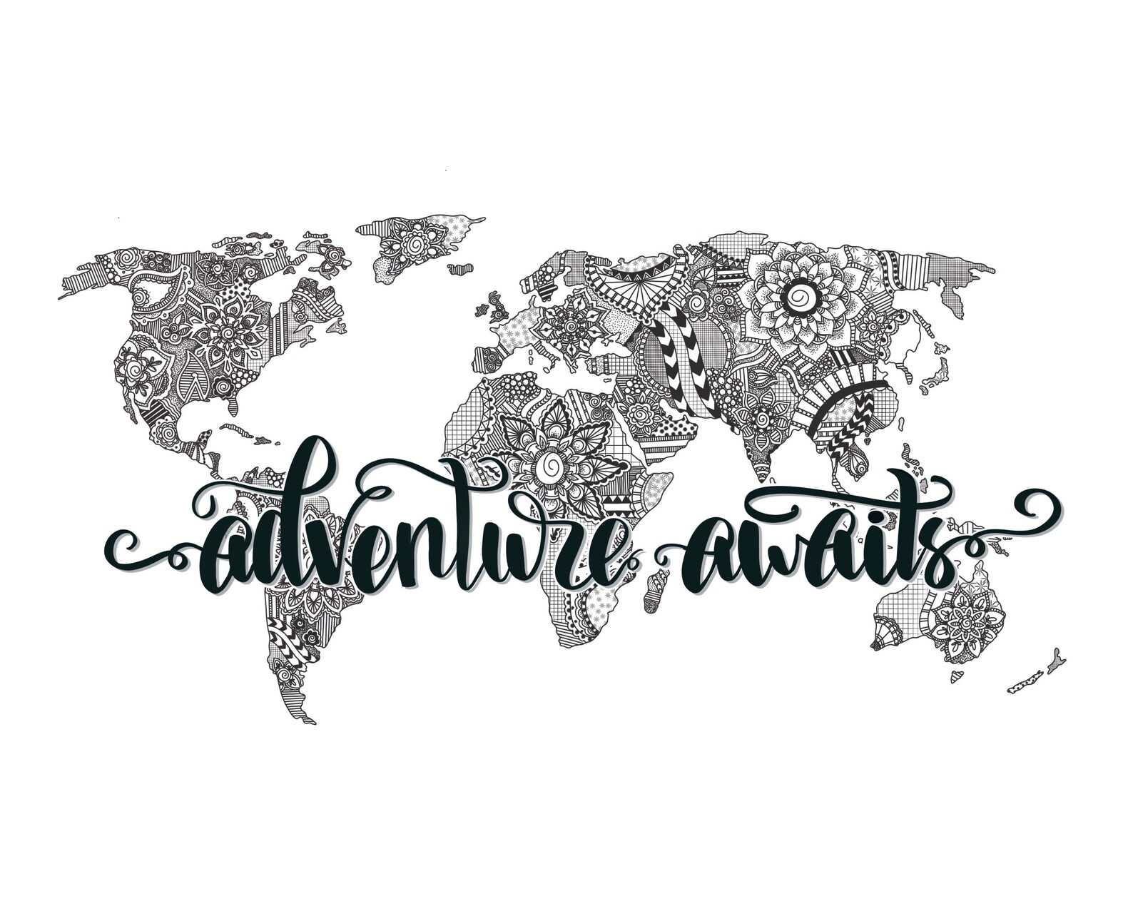 Adventure Awaits - Wanderlust - Map - World Map - World Art - Map Wall ...