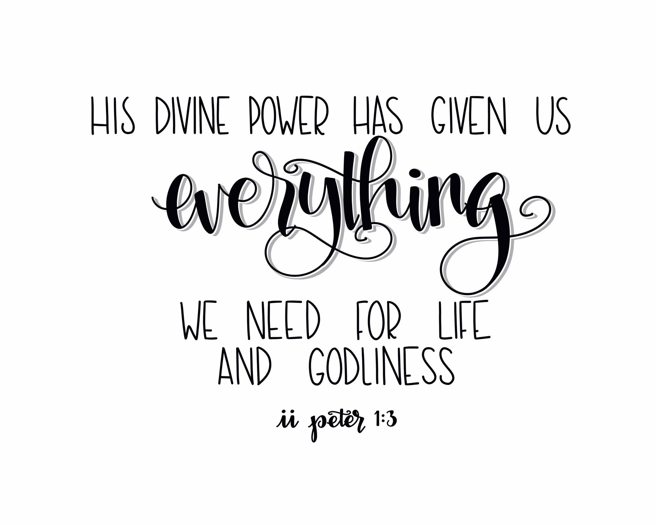 His Divine Power Print / Bible Verse Print / Comfort Word Art ...