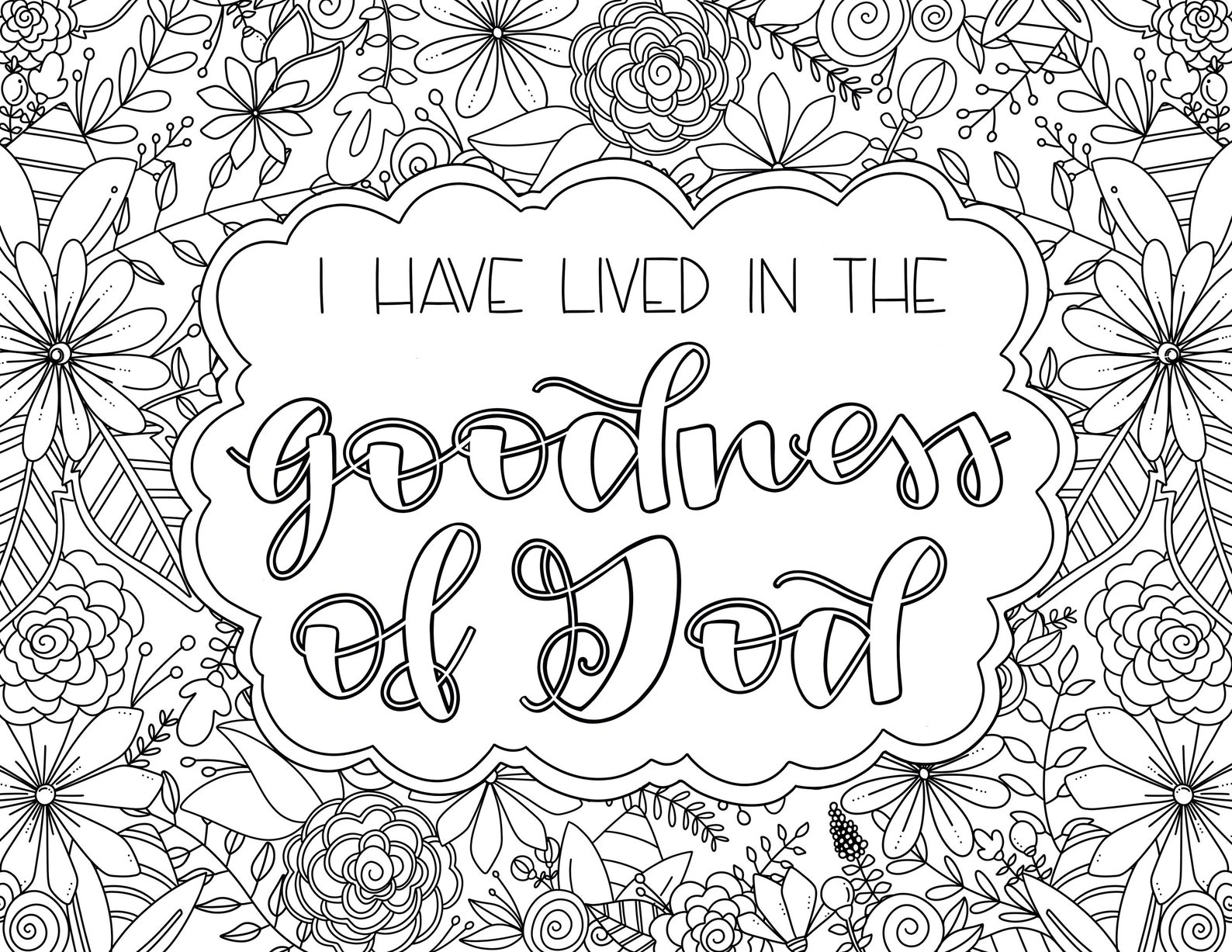 Coloring Page Digital Download / Goodness of God / Bible Verse Coloring ...