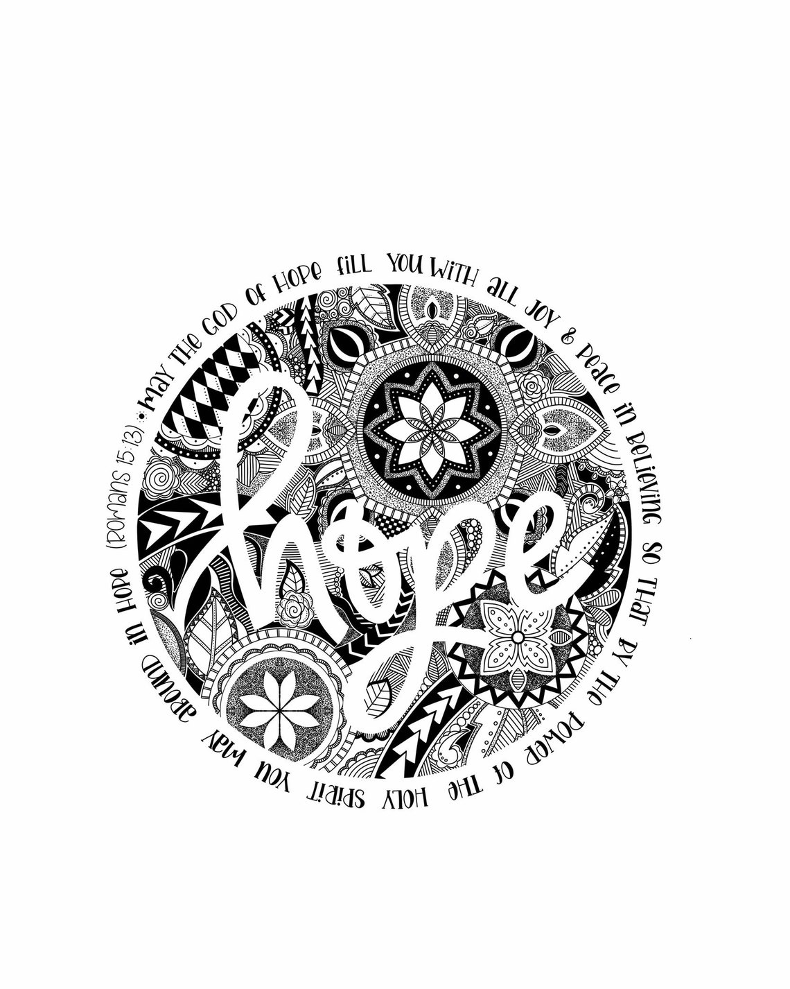 Hope Print , Hope Wall Decor , Mandala Wall Art , Paisley Wall Art ...