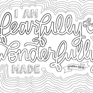 Coloring Page Digital Download / Fearfully and Wonderfully Made / Bible ...