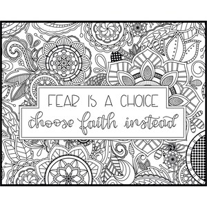 Coloring Page Digital Download / Choose Faith / Mandala Coloring Page ...