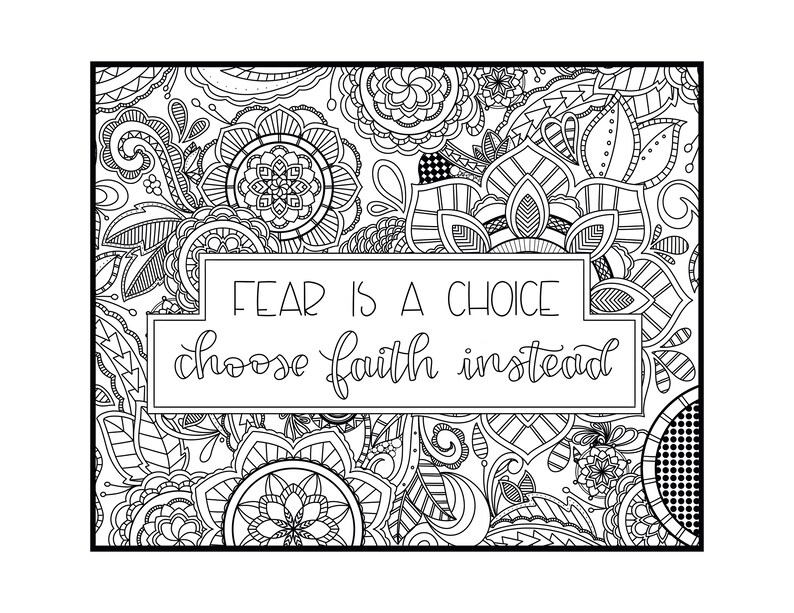 Coloring Page Digital Download / Choose Faith / Mandala Coloring Page ...
