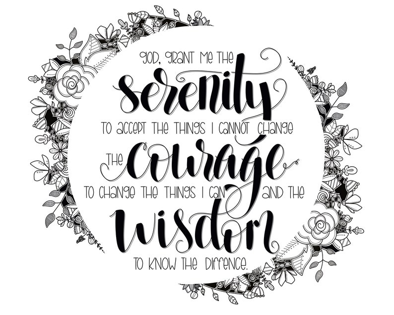 Serenity Prayer Serenity Prayer Print Addiction Recovery Addiction Quotes Printable Art
