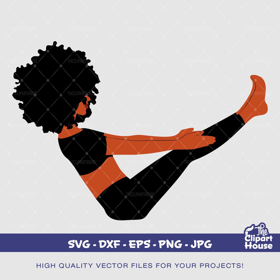 Afro Yoga Pose 33 | Digital SVG - DXF - EPS - Png - Jpg | Instant ...