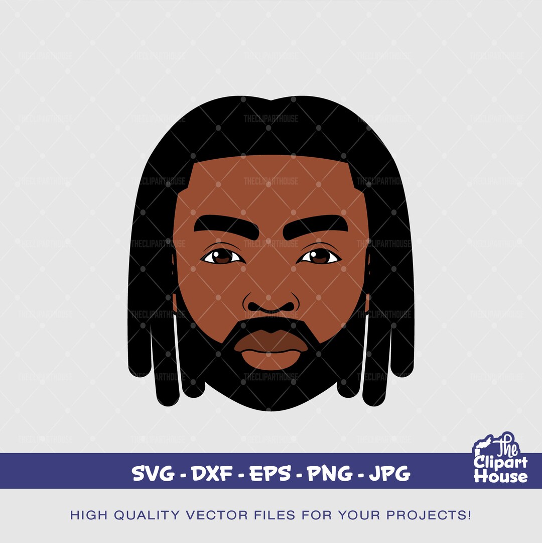 Black Man Locs, African American Svg, Black Man Svg, Bearded Man Svg ...