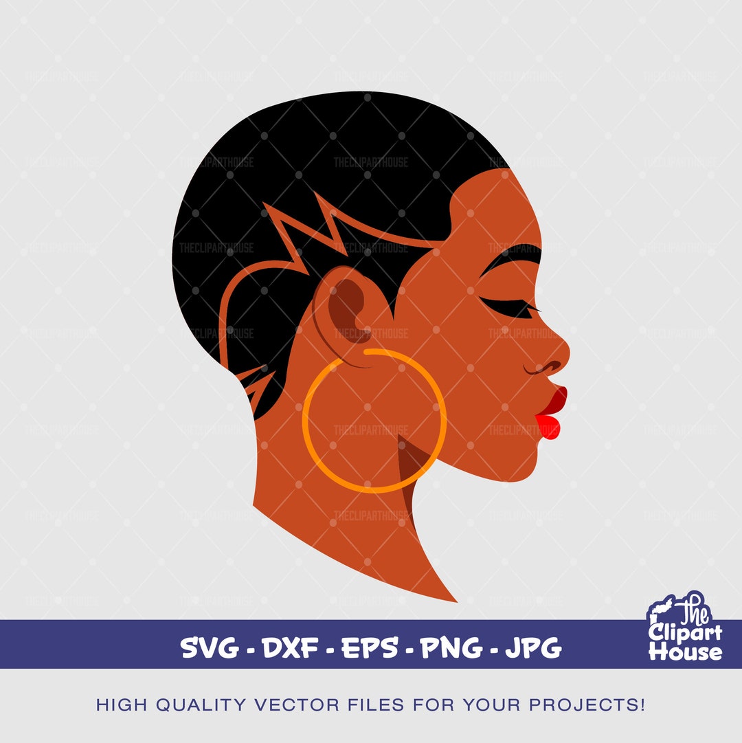 Buzz Cut Woman Side Profile, African American Svg, Black Woman Svg ...