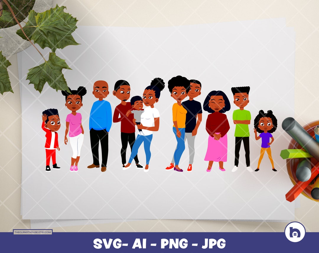 Black Family Bundle | Digital PNG - Ai - SVG - JPG | Instant Download ...