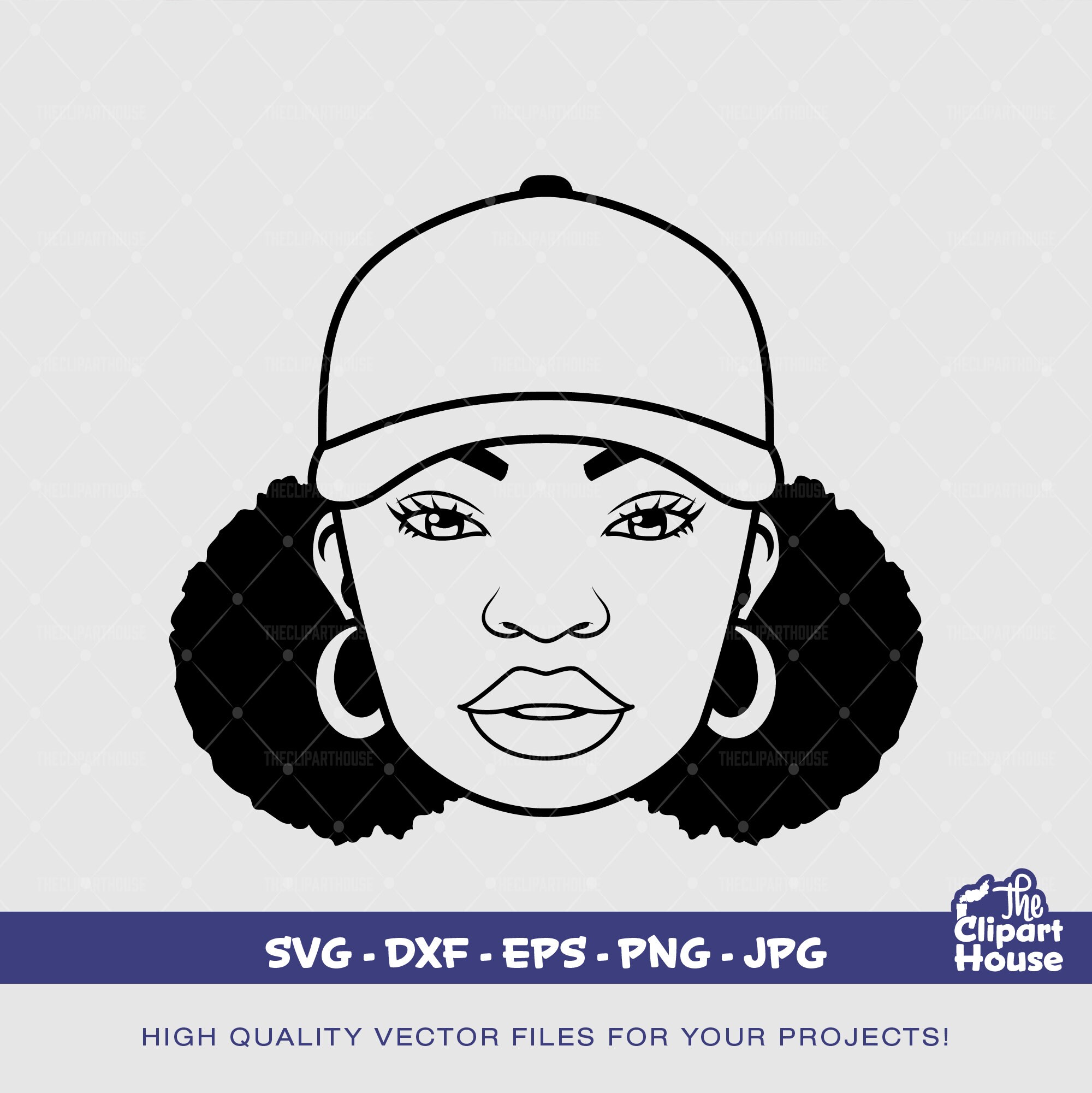 Afro Puff Young Woman Cap Outline African American Svg Black - Etsy