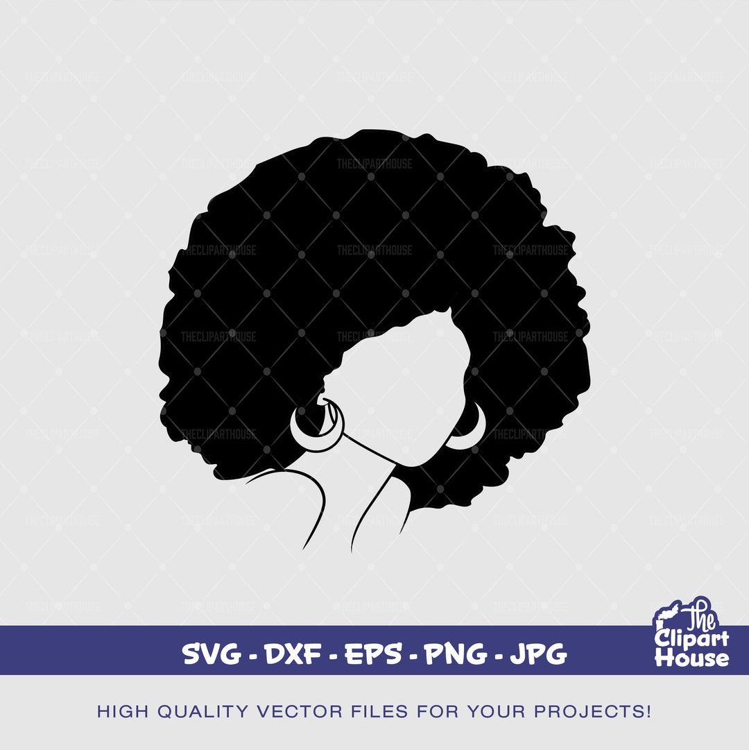 No Face Afro Woman 2 Outline, Smirk Svg, African American Svg, Black ...