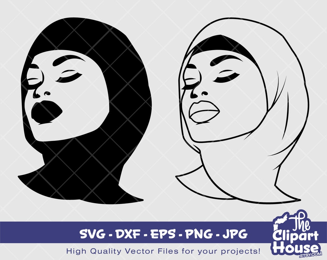 Hijab Woman Silhouette | Digital PNG - Ai - SVG - JPG | Instant ...