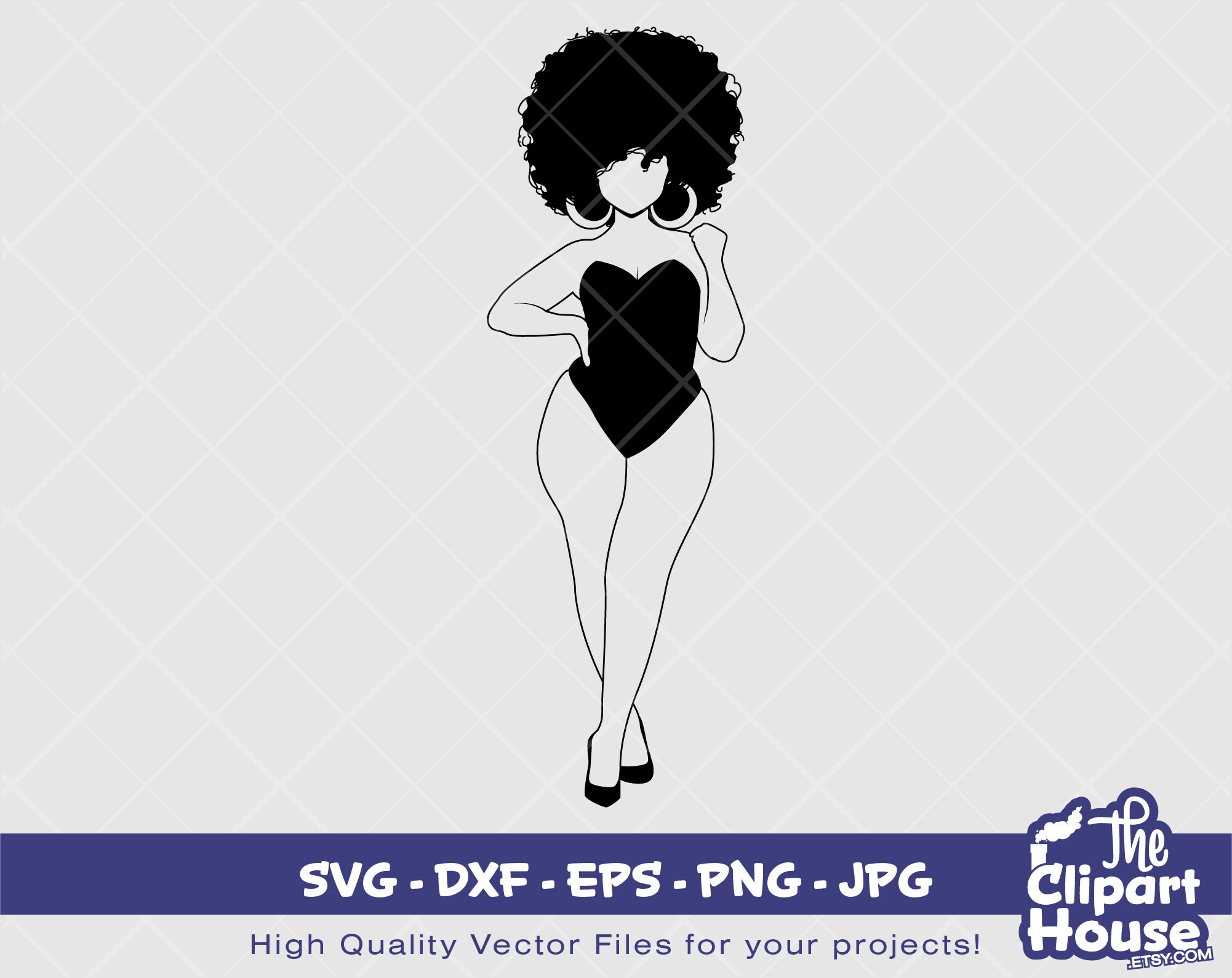 Thick Pin Up Black Woman Silhouette 3 Digital Svg Dxf Etsy
