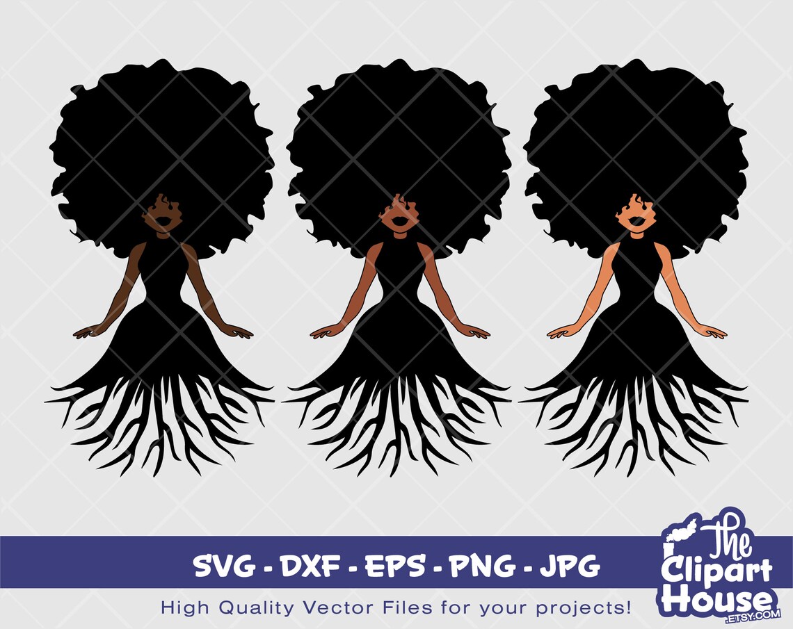 Afro Roots Digital SVG DXF EPS Png Jpg Instant | Etsy