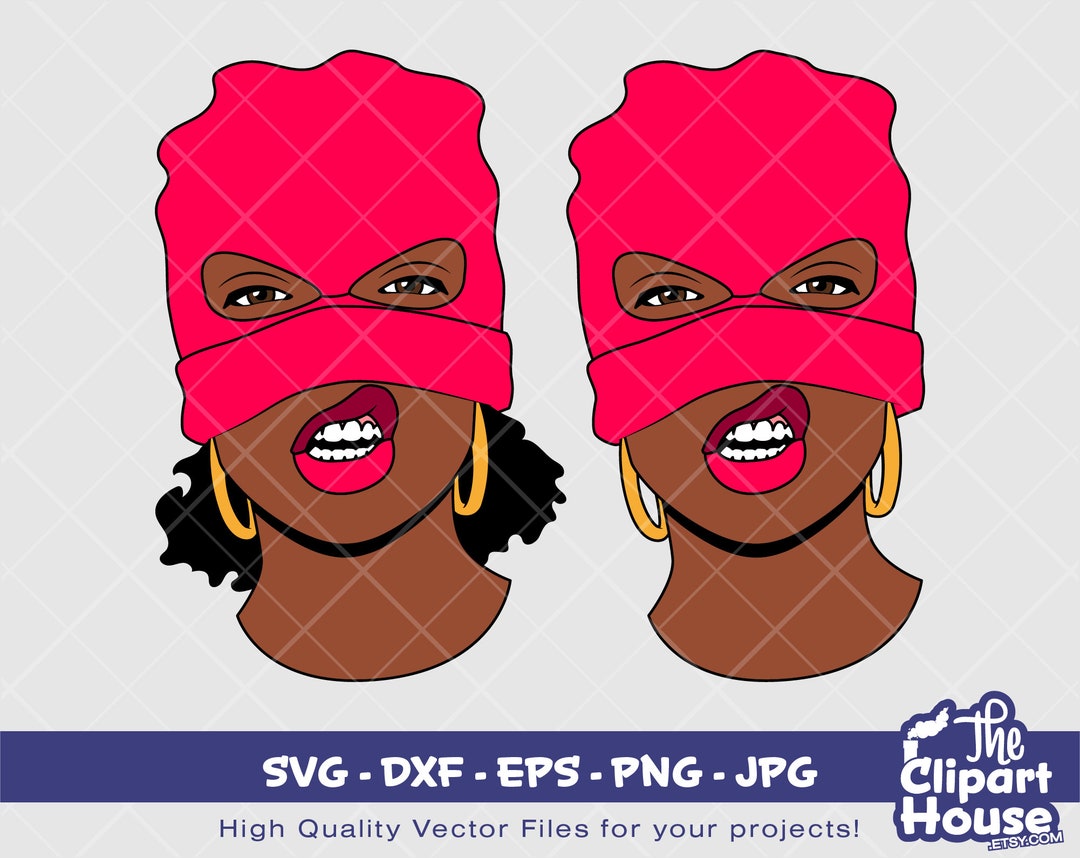 African American Balaclava Woman Digital Svg Dxf Eps Png Instant