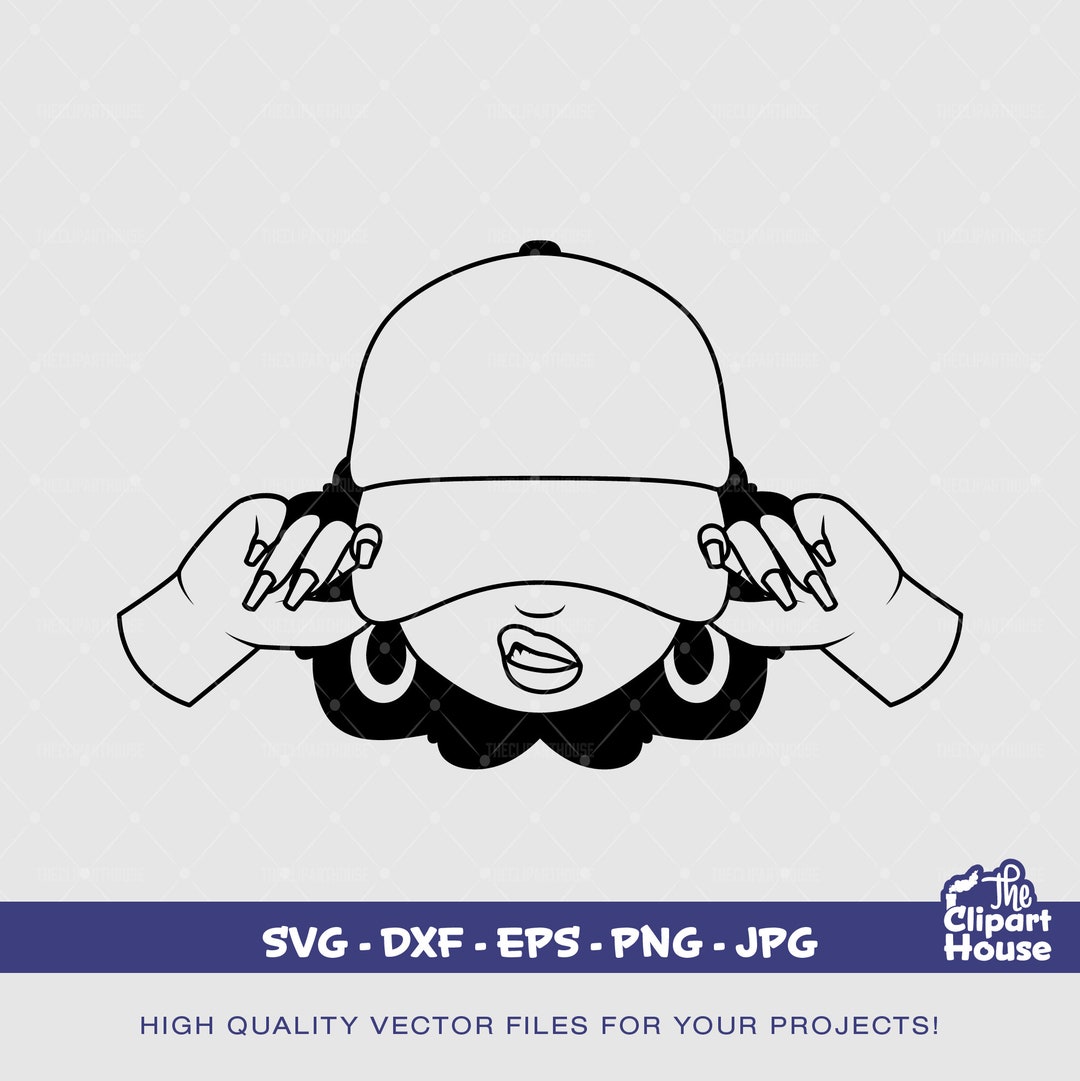 Cartoony Woman Smirk Cap Outline, Smirk Svg, African American Svg ...