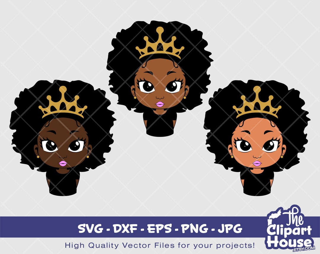 Girl Afro Princess | Digital SVG - DXF - EPS - Png - Jpg | Instant ...