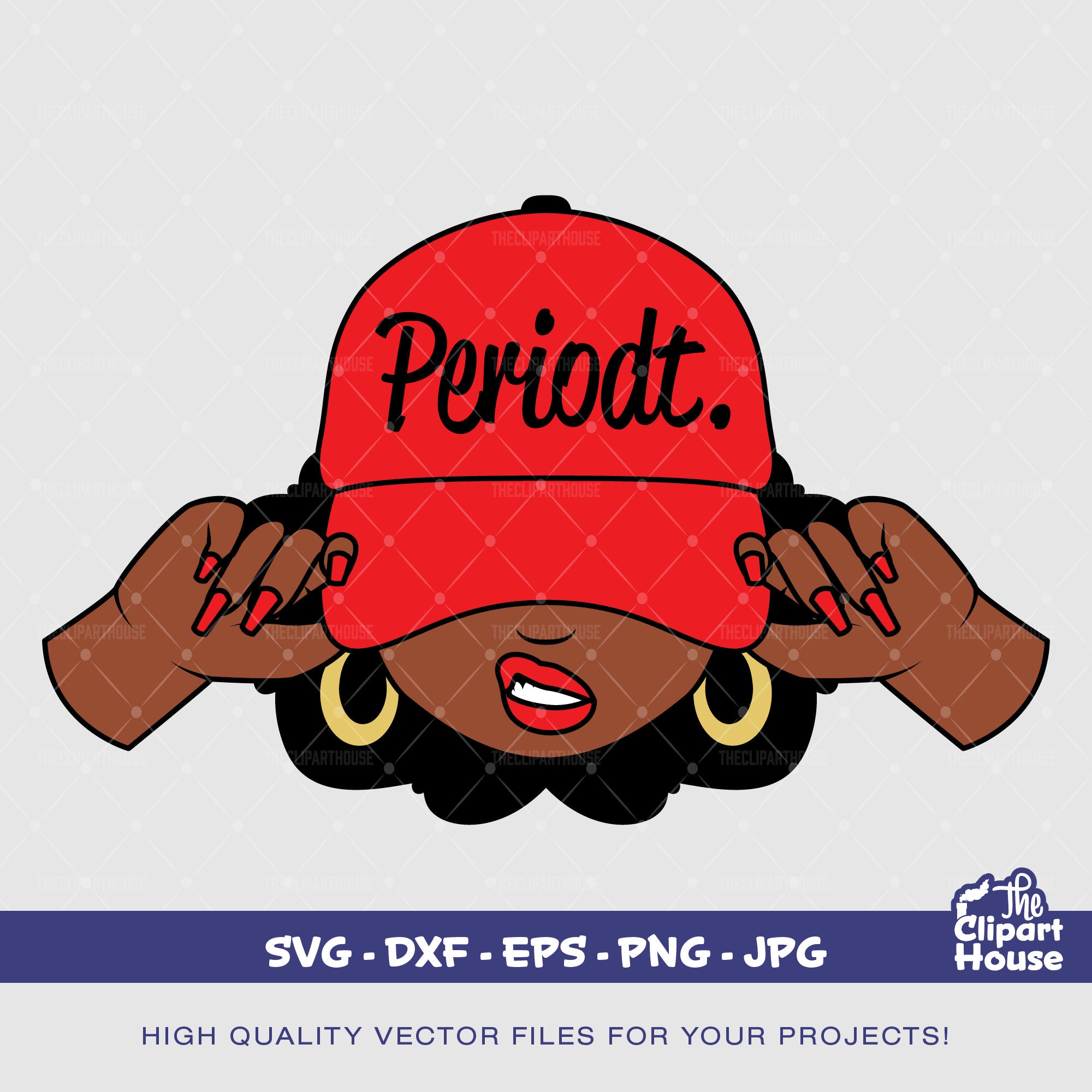 Cartoony Periodt Woman Smirk Cap, Smirk Svg, African American Svg ...
