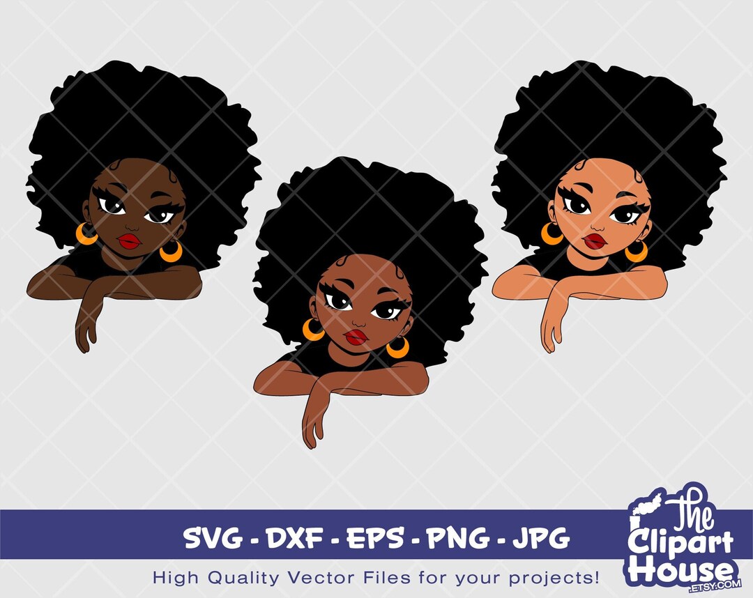 Peekaboo Afro Woman Lean | Digital SVG - DXF - EPS - Png - Jpg ...