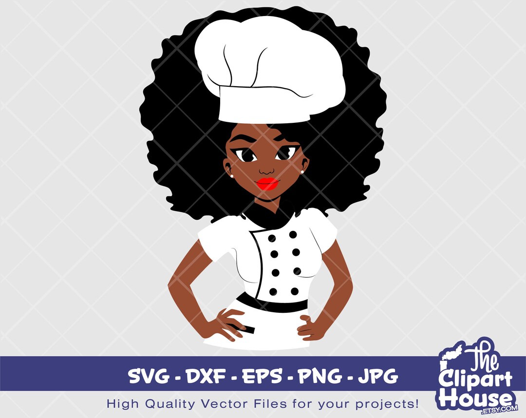 Black Woman Chef 3 | Digital SVG - DXF - EPS - Png - Jpg | Instant ...