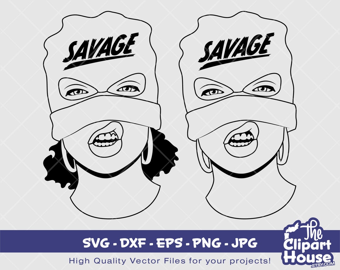 African American Balaclava Savage Woman | Digital SVG - DXF - EPS - Png ...