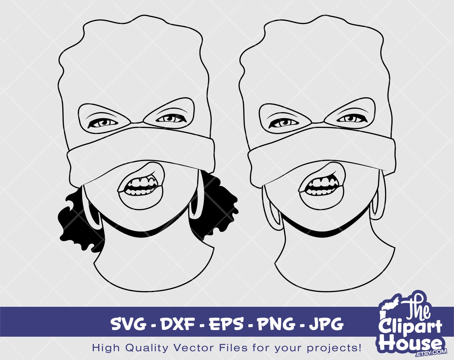 African American Balaclava Woman Silhouette Digital SVG - Etsy