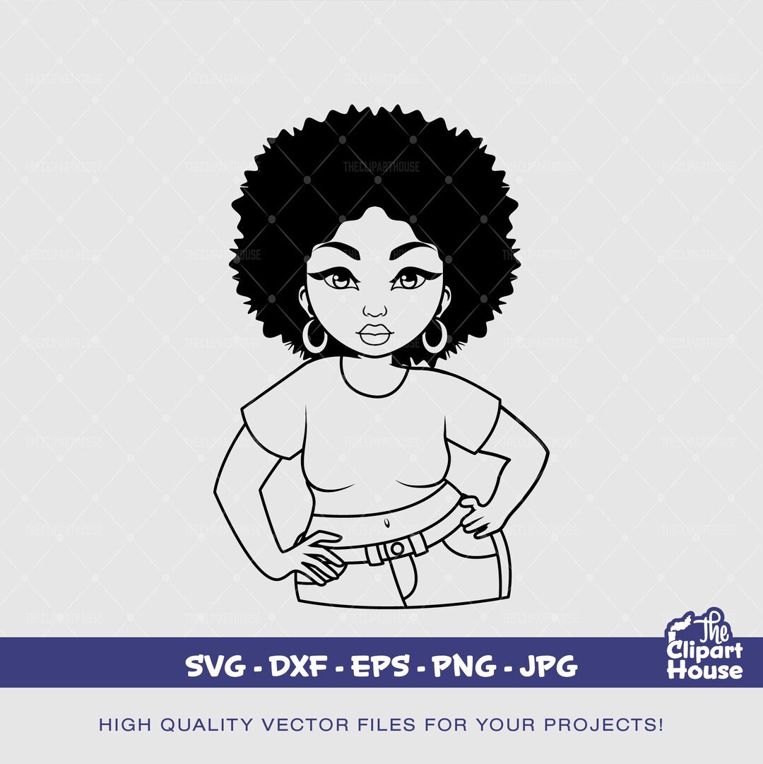 Curvy Black Woman Outline, African American Svg, Black Woman Svg, Afro ...