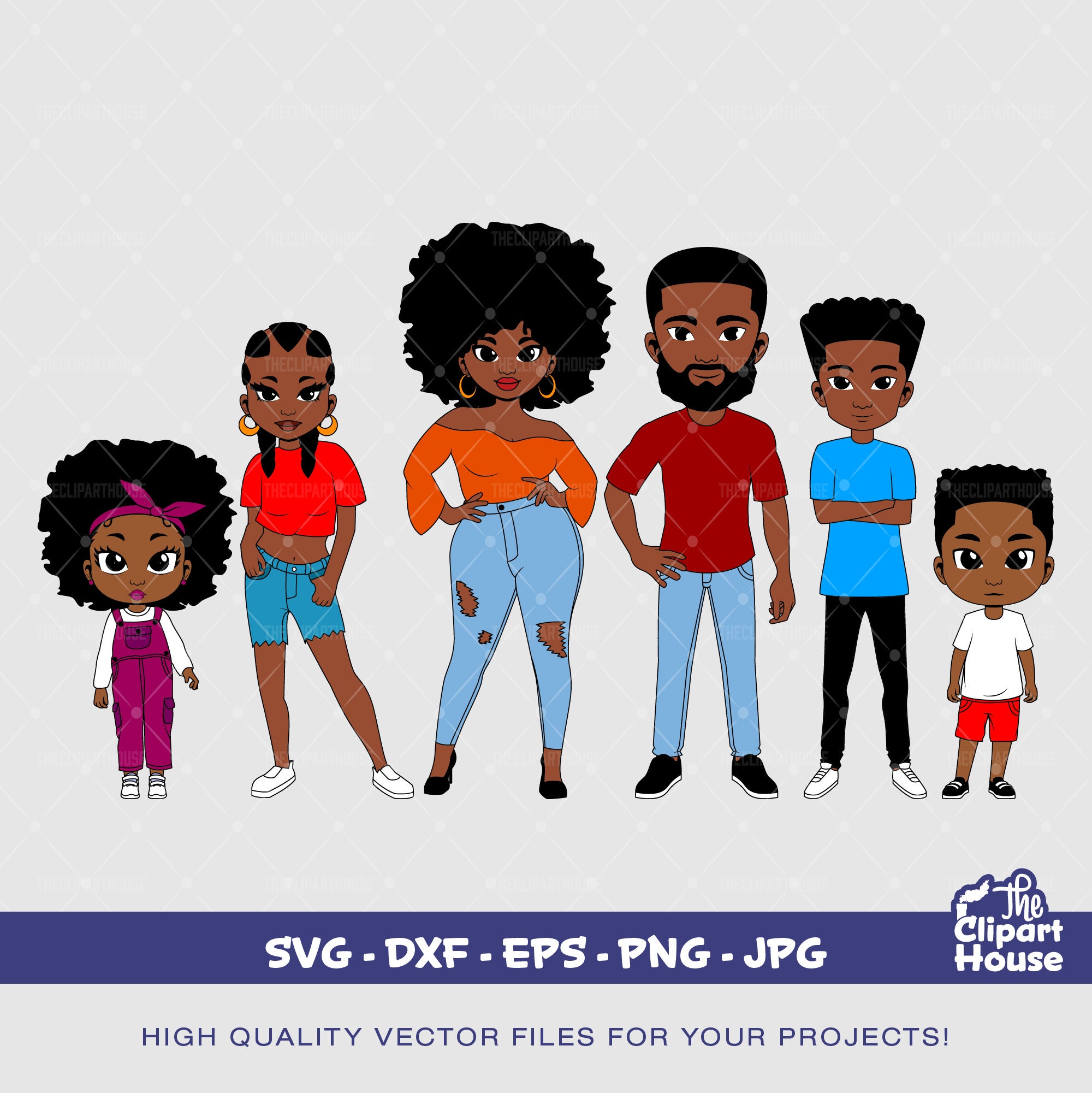 Black Family | Digital SVG - DXF - EPS - Png - Jpg | Instant Download ...