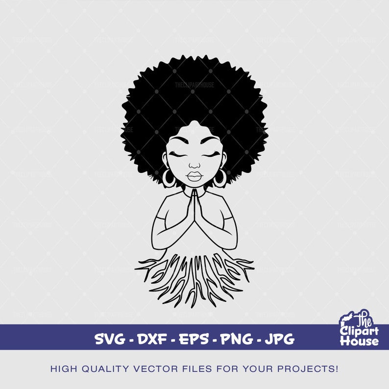 Praying Roots Black Woman Outline Silhouette African American - Etsy